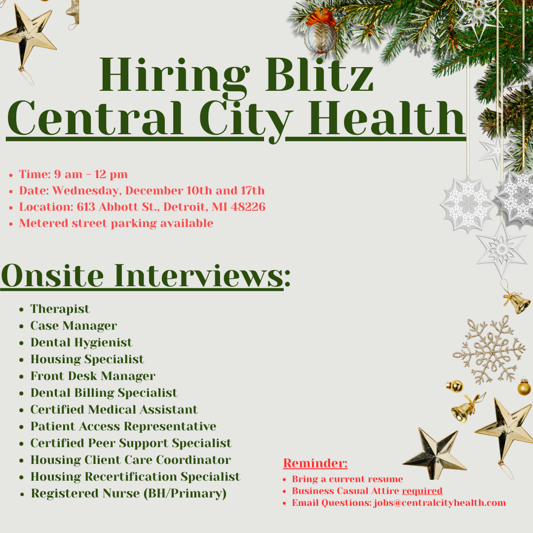 Central City Health Hosts December Hiring Blitz – Onsite Interviews in ...